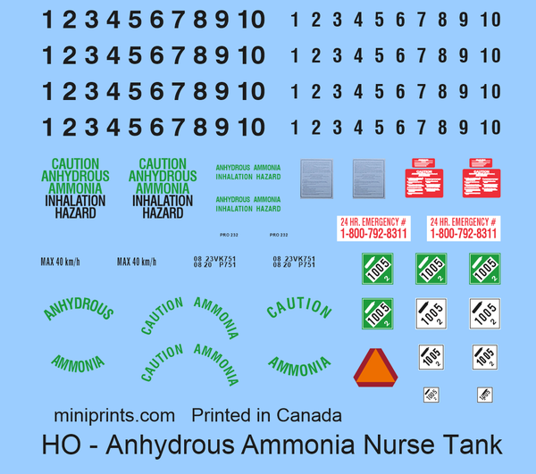 Anhydrous Ammonia Nurse Tank decal sheet – miniprints